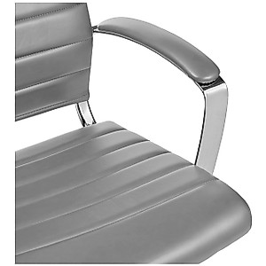 Amazon Basics High-Back Executive Swivel Office Desk Chair with Ribbed Puresoft Upholstery, Lumbar Support, Modern Style, 23.9"D x 24.69"W x 41.5"H, Generous Grey