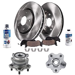 Detroit Axle - AWD Rear Disc Brake Rotors Ceramic Pads + Wheel Bearing Hubs Replacement for Infiniti JX35 QX60 Nissan Pathfinder Murano