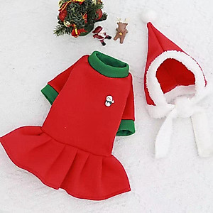 Dog Christmas Costume Dog Dresses Dog Lace Velvet Hats Pet Cosplay Costumes Cat Christmas Holiday Outfit Green Red Pet Fall Winter Clothes Coats Snowman Pet Costumes for Small Medium Dogs Cats (M)