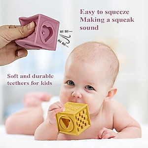 FRUZON Soft Baby Blocks 6 to 12 Months, Montessori Sensory Toys for Babies 6-12 Months, Baby Stacking Building Blocks, Infant Teething Toys for Babies Toddlers, Silicone Blocks with Numbers Animals