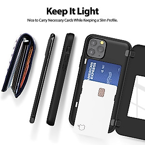GOOSPERY iPhone 11 Pro Wallet Case with Card Holder, Protective Dual Layer Bumper Phone Case (Black)