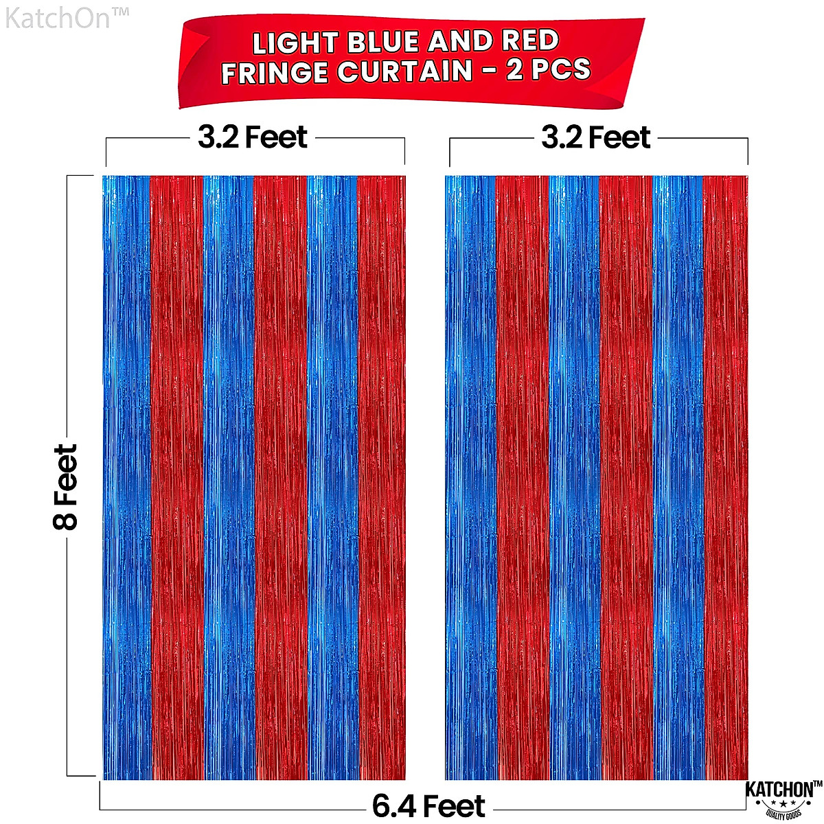 KatchOn, Red and Blue Streamers, Pack of 2 - Xtralarge, 8x3.2 Feet | Red and Blue Fringe Curtain, Red and Blue Party Decorations | Circus Theme Party Decorations | Red and Blue Carnival Decorations