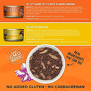 Tiki Cat Grill, Tuna & Crab Surimi, High-Protein and 100% Non-GMO Ingredients, Wet Whole Foods Cat Food for All Life Stages, 2.8 oz. Cans (Case of 12)