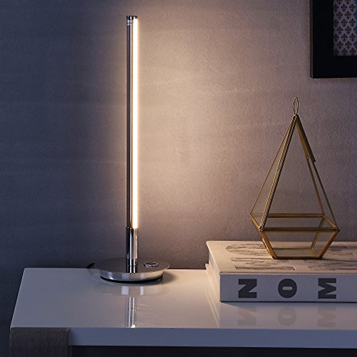 JONATHAN Y JYL7002A Keira 16.5" LED Integrated Table Lamp Modern,Contemporary for Bedroom, Living Room, Office, College Dorm, Coffee Table, Bookcase, Chrome
