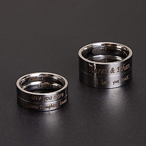 Fanery Sue Custom Personalized Engraved Name Ring for Men and Women Valentines Day Gift for Him/Her Customizable Stackable Simple Dome Couples Promise Rings(Ring Size: 9 | 4MM)