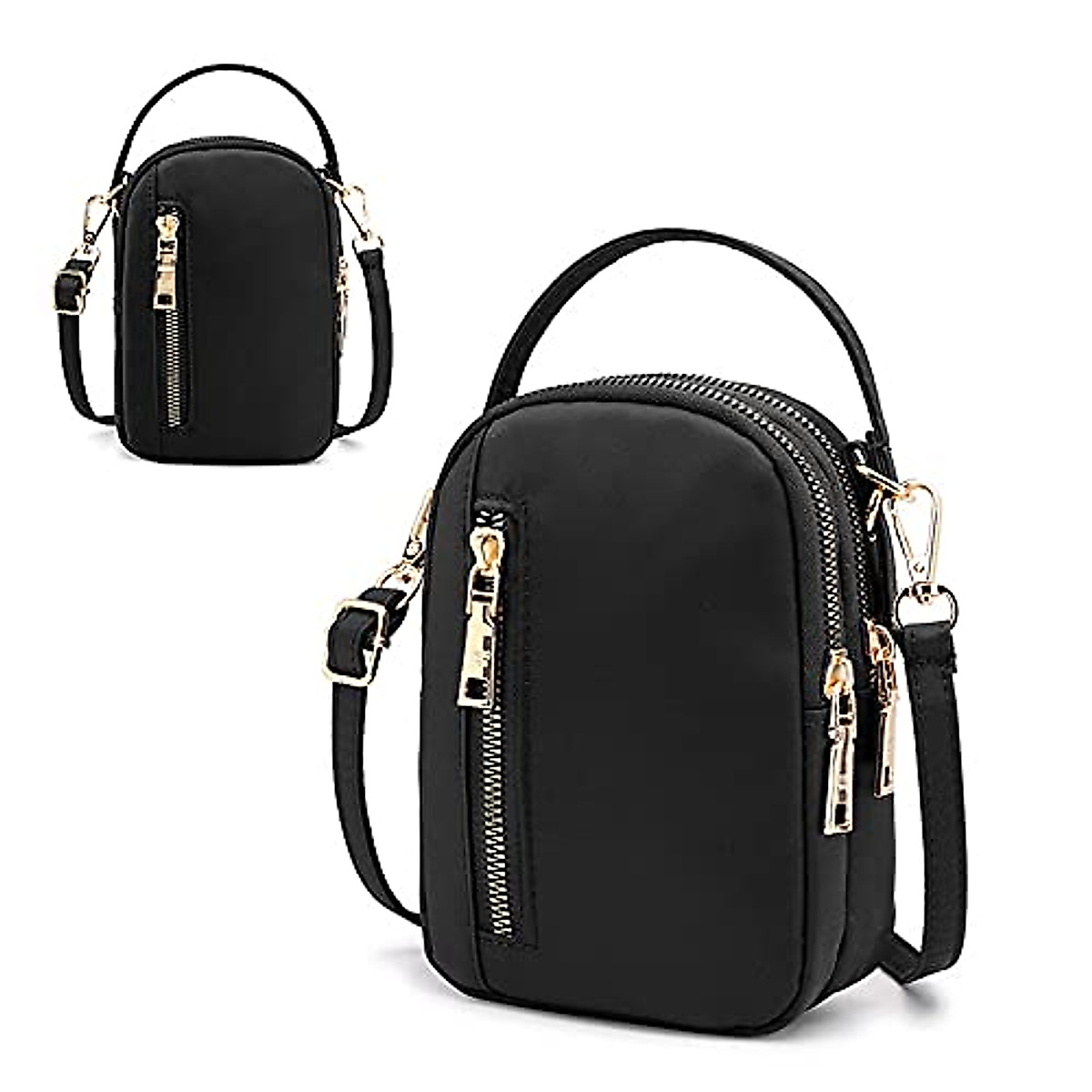 Bobrand Cell Phone Purse Crossbody Bag for iPhone 12 Mini, Samsung Galaxy A52 A32 A31 A11 A51 A01, LG Phoenix 5, BLU G9 Pro (Black)