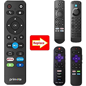 Backlit Remote Replacement for Toshiba/Insignia Smart TV, Compatible with Fire/Roku SmartTV - w/Soundbar Audio Control - (No Voice Search) [NOT for Stick]