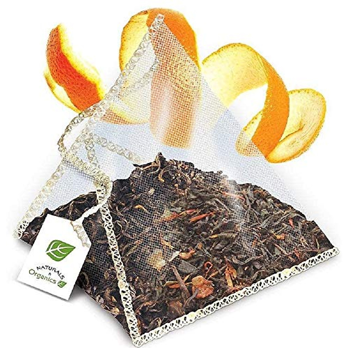 Naturals-n-Organics Organic Bergamot Citrus Earl Grey Tea with Natural Italian Bergamot Oil for Autophagy and Detox, 24 Bio-degradable Pyramid Tea Bags