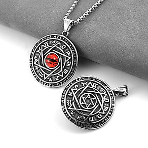 STWTR Red Eye Amulet Seal Solomon Hexagonal Star Twelve Constellation Pendant Blue Eye Stainless Steel Necklace
