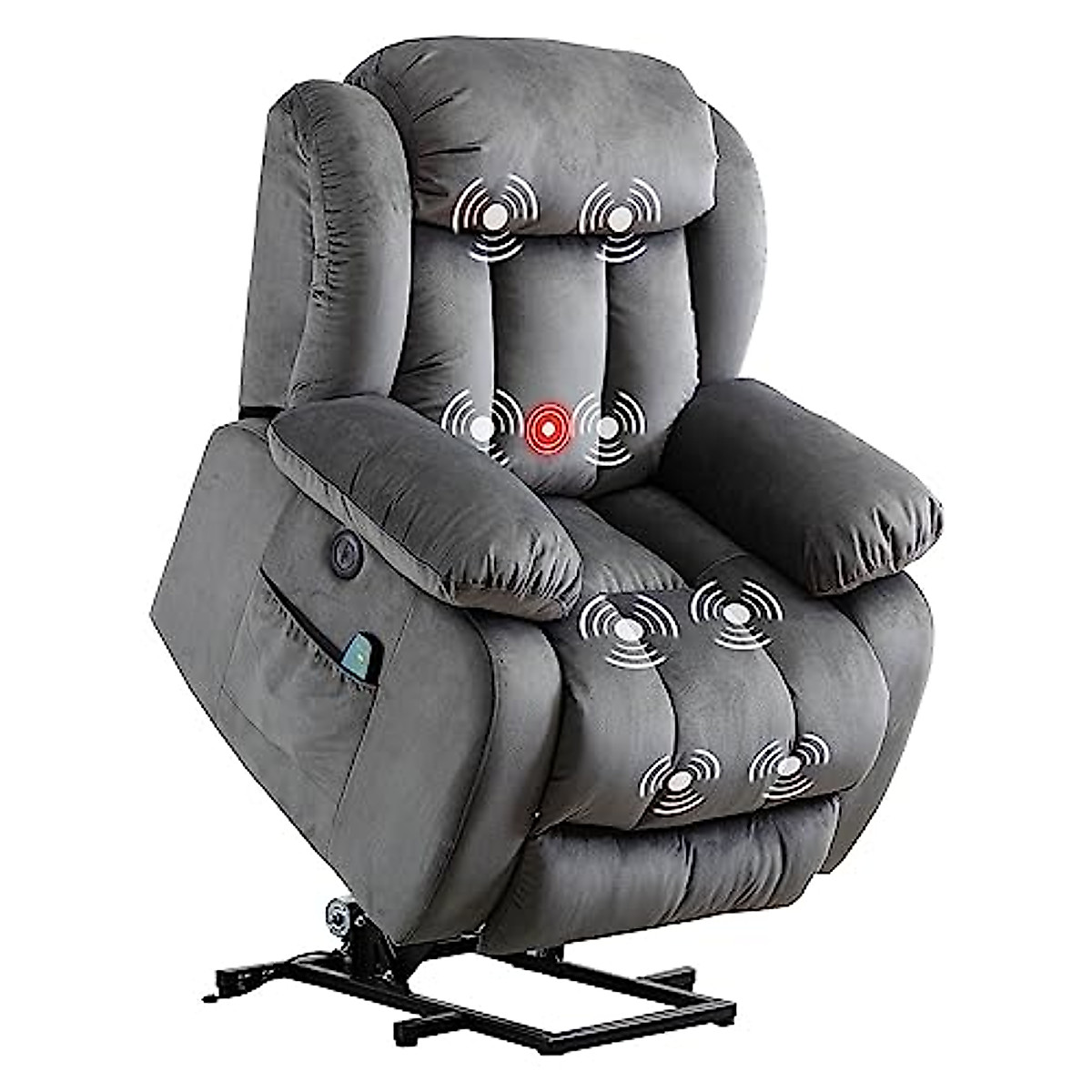 Phoenix Home Overstuffed Power Lift Recliner, Light Grey