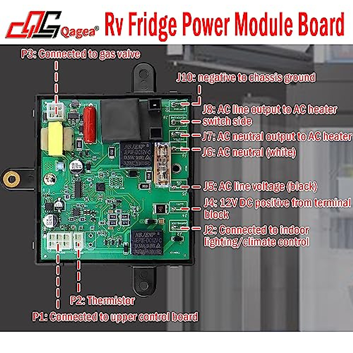 Qagea 3316348.900 Rv Refrigerator Power Module Board, Fridge Circuit/Control Board Replace 3316348.000 Compatible with Dometic DM2652; DM2662; DM2663; DM2852; DM2862; RM2451; RM2454; RM2551; RM2554
