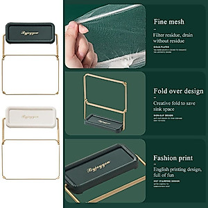 Kitchen Sink Filter Rack with 100 Pcs Sink Filter Mesh Bags, Foldable Sink Strainer Mesh Bag Stand Disposable Waste Garbage Net Shelf Anti-Clogging Filter Net Basket Holder