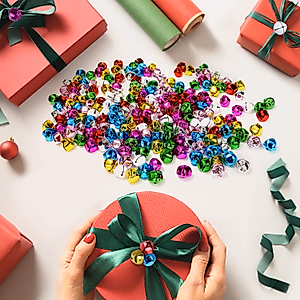 Jingle Bells for Crafts, 8 Colors Large Jingle Bells Christmas Jingle Bell, Cheerful Sound Craft Bells for Wreath, Holiday Home and Christmas Decoration, 0.6 Inch, 120 Pcs