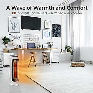 Comfort Zone Electric Oscillating Digital Tower Space Heater with Digital Thermostat, Built-in Overheat Sensor, and Power Indicator Light, Ideal for Home, Bedroom, & Office, 1,500W, CZ457EWT