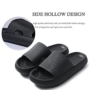 rosyclo Cloud Slippers for Women and Men Massage Thick Sole Non-Slip Shower Slippers Bathroom Super Soft Comfy House Cloud Slide Slippers for Indoor and Outdoor（Black 40-41）