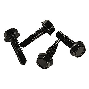 #14 x 3/4" Hex Washer Head Self Drilling Screws, Self Tapping Sheet Metal Tek Screws, 410 Stainless Steel, Black Oxide Finish, 50 PCS
