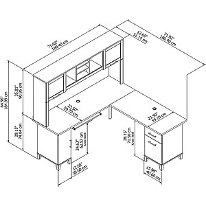 Bush SET001SG Somerset 72-Inch W L-Shaped Desk with Hutch, Storm Gray