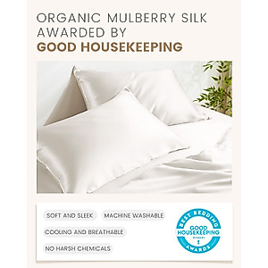 THXSILK 100% Silk Pillowcase for Hair and Skin, Both Sides Grade 6A+ Mulberry Silk Pillow Case with Hidden Zipper, Soft Smooth White Pillowcase(1pc, Queen Size 20"x30")