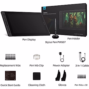 HUION KAMVAS Pro 16 Graphics Drawing Tablet with Screen Full-Laminated Graphics Monitor with Battery-Free Stylus Tilt 8192 Pen Pressure 6 Hot Keys Touch Bar - 15.6inch Graphic Tablet for PC/MAC/Linux