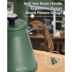 Gooseneck Kettle, Harriet 37oz Pour Over Kettle Stove Top, Coffee kettle with Thermometer, Stainless Steel Kettle with 3-Layer Base, Anti-Hot Handle, for Drip Coffee & Tea