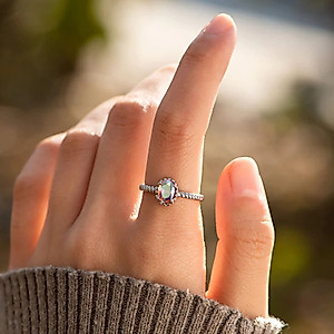 Ioeufe Womens Wedding & Engagement Rings Silver Beautiful Diamond Rings Fashion Round Jewelry Promise Rings for Her