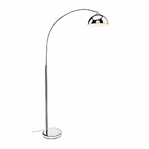 Catalina 18563-000 Mid-Century Modern Over The Sofa Curved Metal Arc Floor Lamp with Heavy Base for Living, Dorm Room, Office, 76", Chrome