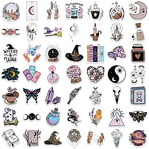 MKZ 200PCS Boho Witchy Apothecary Stickers Witch Sticker Tarot Goth Waterproof Toy Decals for Kid Girl Gift,(FE081FE082GT146GT147)