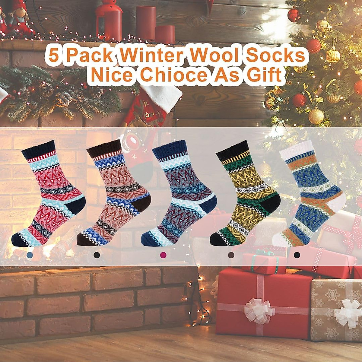 MORECOO Womens Wool Socks - Christmas Gifts for Women - Thick Cozy Winter Socks for Women Soft Warm Casual - Gifts Fuzzy Socks for Women 5 Pairs