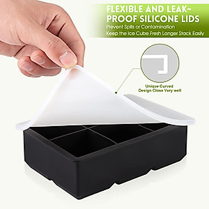 Ice Cube Trays Silicone,2 Pack Large Square Ice Cube Molds with Removable Lids,Stackable Big Ice Trays for Freezer,Ice Maker Reusable and BPA Free for Whiskey, Cocktail, Chilled Drink