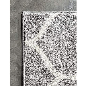 Unique Loom Trellis Frieze Collection Area Rug - Rounded (8' x 10', Light Gray/ Ivory)