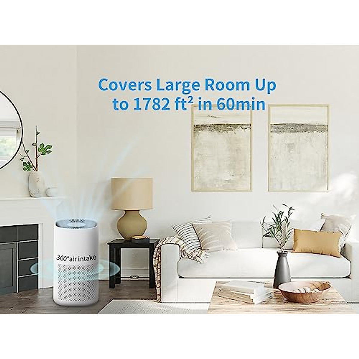 Hitekon Air Purifiers for Bedroom Home, Hepa Air Purifier Large Room Air Cleaner Up to 1782 Ft², H13 True HEPA Filters for Pets Dust Dander Pollen Smoke, Remove 99.97% Allergens