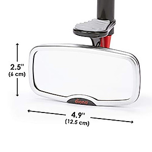Diono See Me Too Rear View Forward Facing Baby Mirror for Car, Fully Adjustable Driver Mirror with Wide Crystal Clear View, Shatterproof, Crash Tested