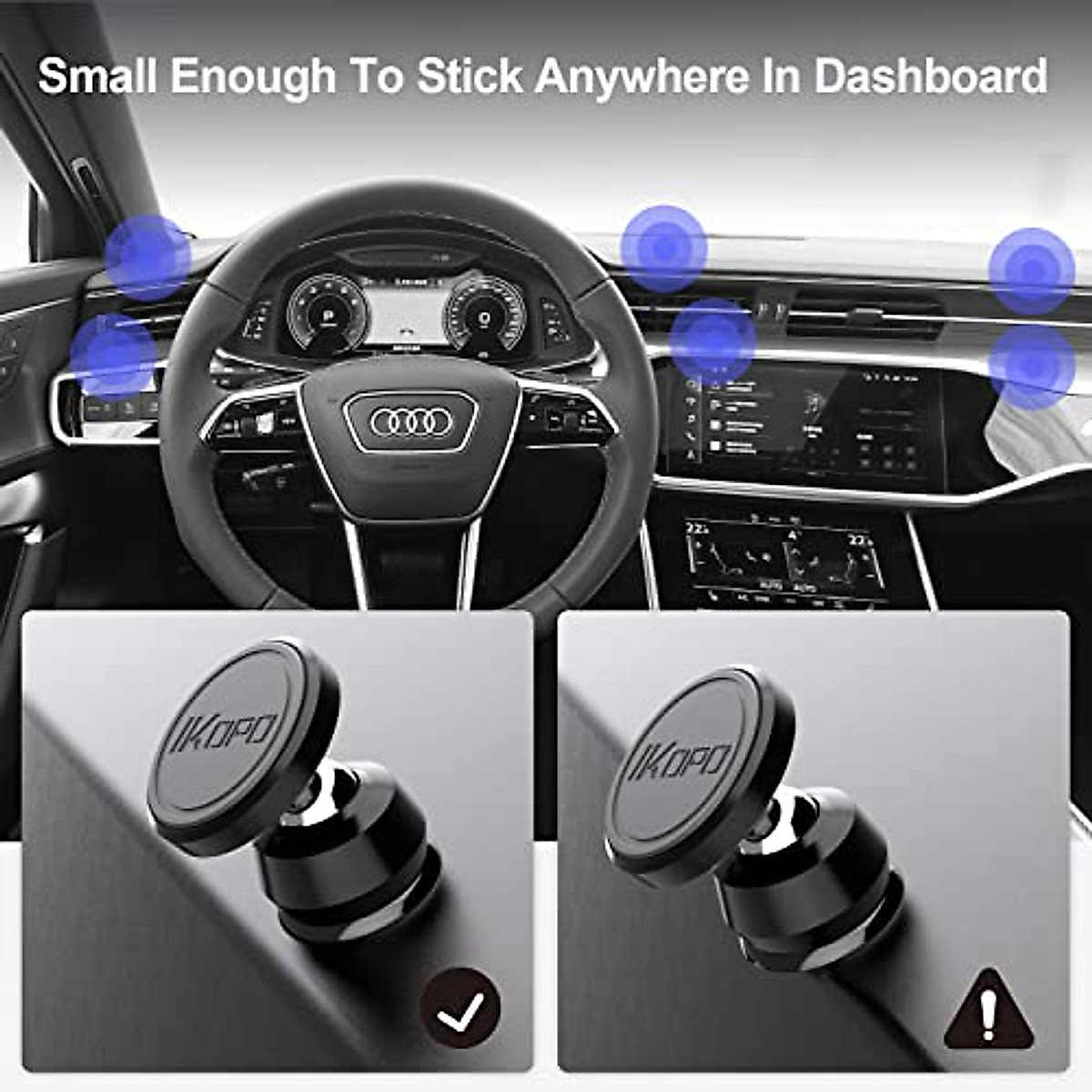 IKOPO All-Metal Magnetic Phone Holder for Car Dashboard, Universal Cell Phone Mount for Car with Strong Magnet Suitable for iPhone, Samsung, LG, GPS, and More