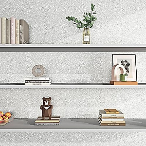 FunStick 15.8"x240" Pearl White Glitter Wallpaper Stick and Peel Sparkle White Glitter Contact Paper for Cabinets Self Adhesive Removable Fabric Glitter Wall Paper Roll for Bedroom Wall Decor Dresser