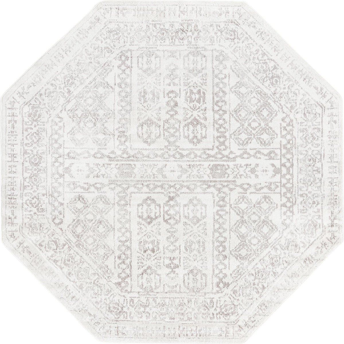 Unique Loom Oxford Collection Area Rug - Magdelan (7' 1" Octagon, Cream/ Ivory)