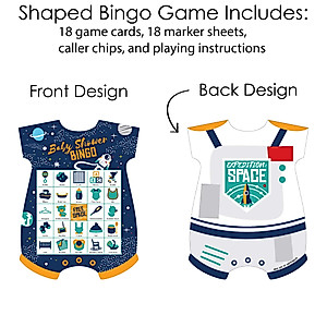 Big Dot of Happiness Blast Off to Outer Space - Picture Bingo Cards and Markers - Rocket Ship Baby Shower Shaped Bingo Game - Set of 18