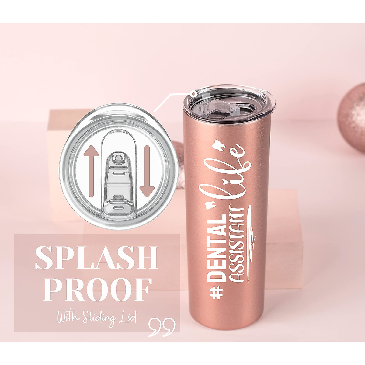 Dental Assistant Life 20 oz Insulated Stainless Steel Tumbler - Gift for Dental Assistants Recognition Week, Christmas and Birthday