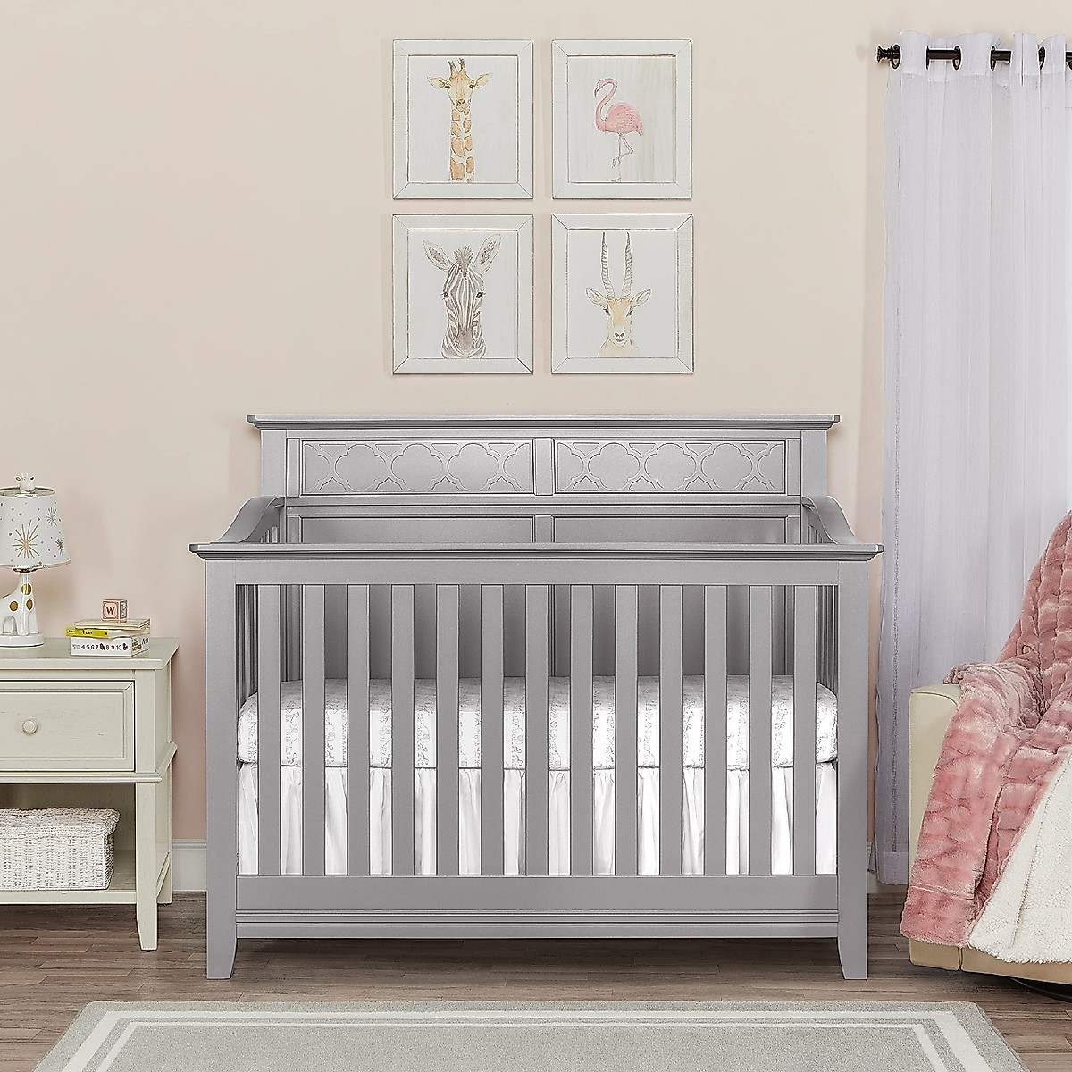 Dream On Me Fairview 4 In 1 Convertible Crib In Silver Grey Pearl, JPMA Certified, 3 Mattress Height Settings, Built Of Durable & Sustainable Pinewood