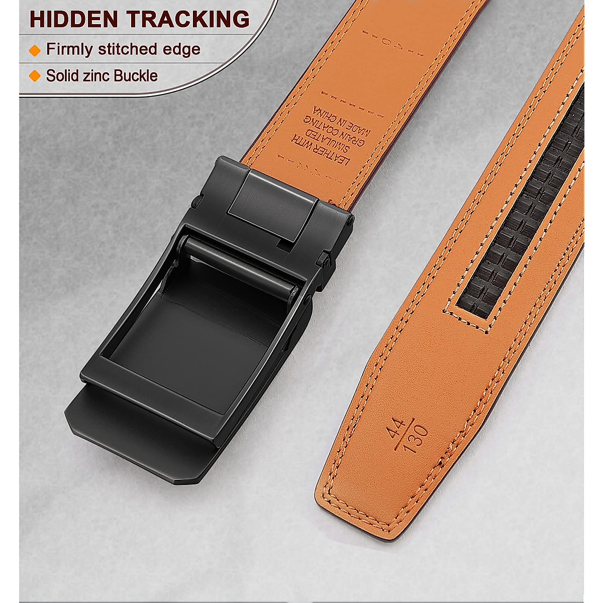 BULLIANT Men's Belt,Brand Ratchet Belt Of Genuine Leather For Gift Men Dress,Size Customized(Black,36"-42" Waist Adjustable)