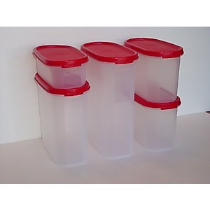 Tupperware Modular Mates Oval 5 Pc Set Red