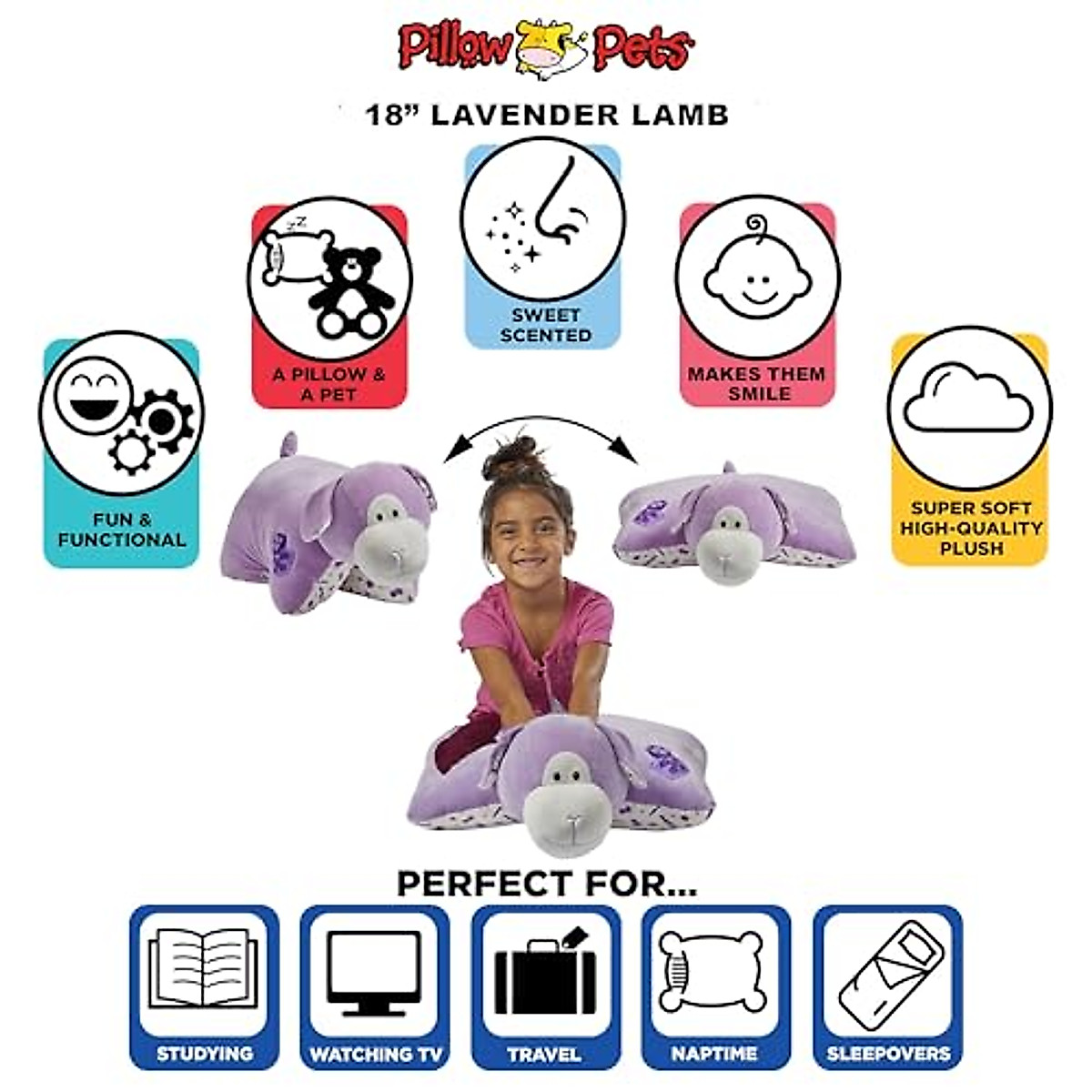 Pillow Pets - Sweet Scented Lavender Lamb Puff - Stuffed Animal - Plush