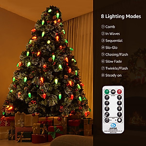 BlcTec Upgraded Super Big C9 Christmas Lights, 100 LED 66 FT Christmas String Lights with Remote, 8 Modes, Waterproof, Timer, Extendable for Indoor Outdoor Trees Eaves Christmas Decorations, Red Green