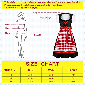 QZYL Oktoberfest Costumes Women, German Dresses for Oktoberfest Women, Dirndl Dresses Outfit for Bavarian Oktoberfest Carnival