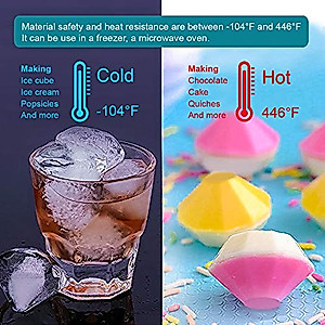 Diamond Ice Cube Molds - Large Diamonds Shaped Clear Ice Cubes Mold Silicone Tray Maker Big Size 2 inch Diamond Shape with Lid BPA Free for Cocktails and Freezer Whiskey (1 Pack 4Holes)