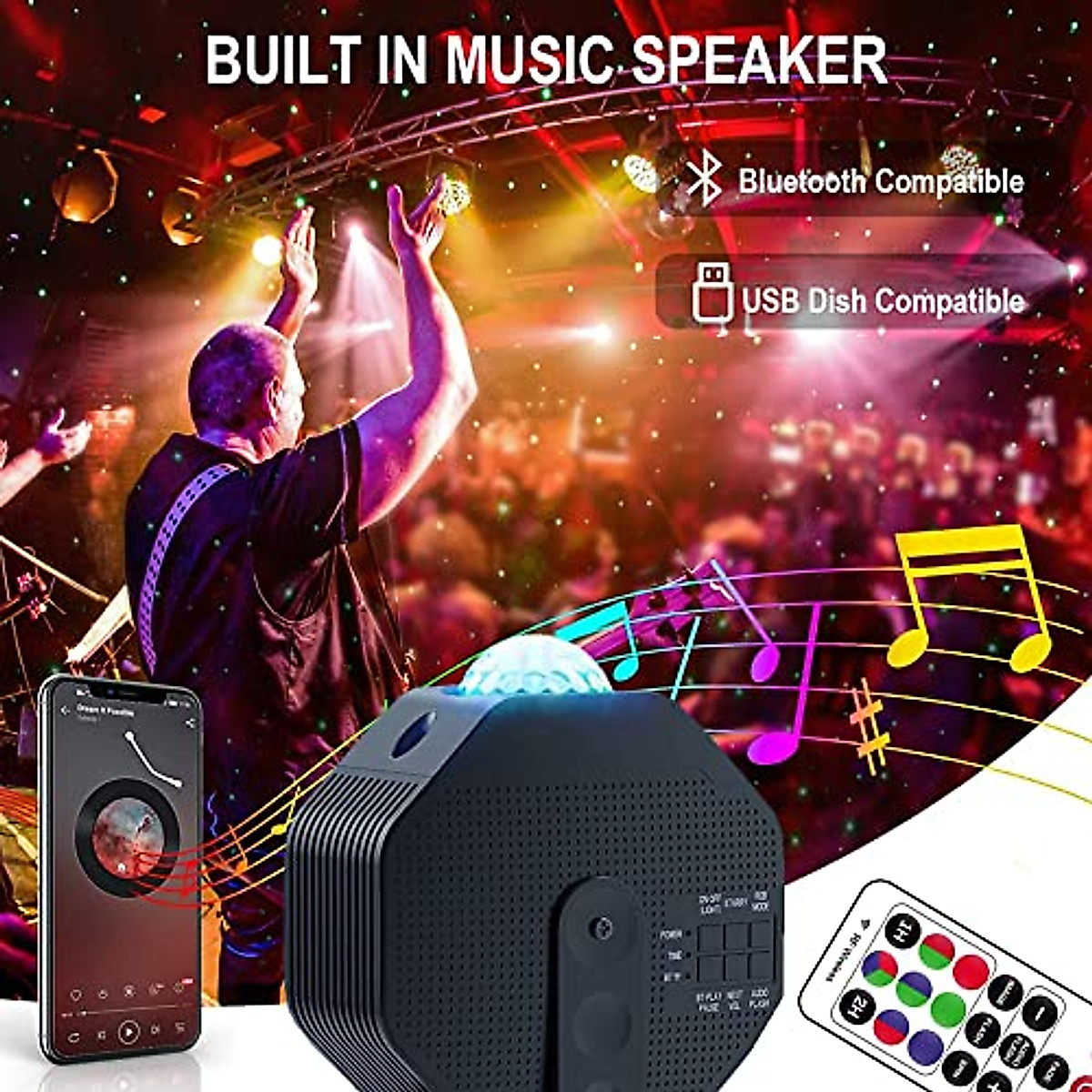 Star Projector, Galaxy Projector for Bedroom, Bluetooth Speaker and Voice Control, Night Light Projector for Kids Adults Gaming Room, Home Theater, Ceiling, Room Decor