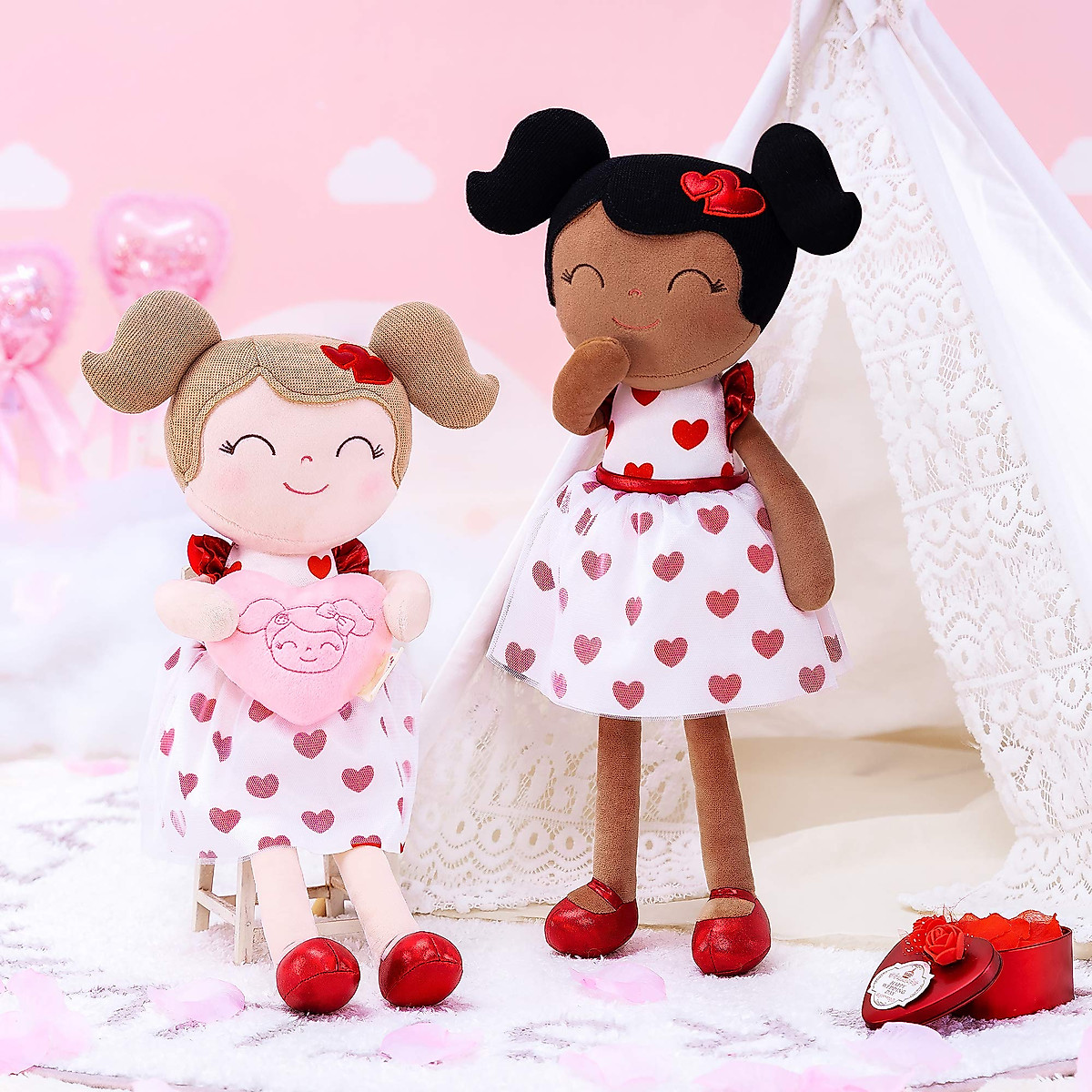 Gloveleya Baby Doll Baby Girl Gift Plush Doll Heart Tanned Girl 16 Inches