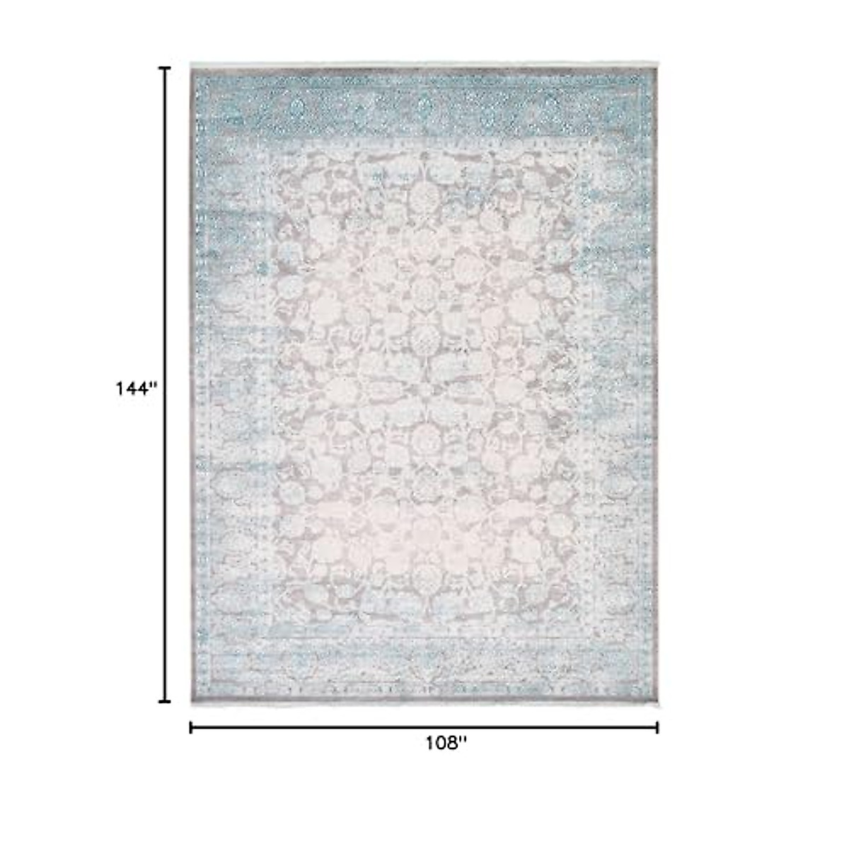 Unique Loom Traditional Classic Intricate Design with Distressed Vintage Detail, Area Rug (9' 0 x 12' 0 Rectangular, Blue/ Gray)