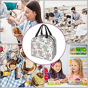 carati Cute Bunny With Strawberry Berry Sweet Lunch Box Reusable Lunch Bag Cooler Tote Travel Picnic Insulated Durable Shopping Back To School Waterproof For Girls Boys