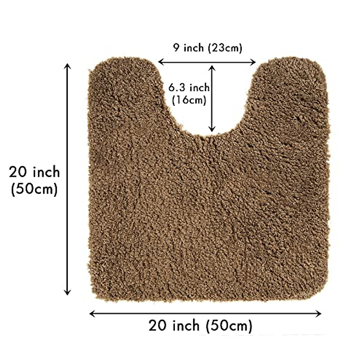 MIULEE Set of 2 Non Slip Shaggy Bathroom Rugs and U-Shaped Contour Shaggy Toilet Rugs for Tub Shower Machine Washable (Beige)