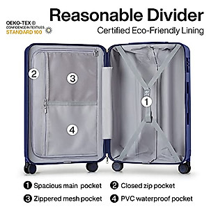 Hanke 20 Inch Carry On Luggage Airline Approved, Lightweight PC Hardside Suitcase with Spinner Wheels & TSA Lock,Rolling luggage bags for Weekender,Carry-On 20-Inch(Dark Blue)